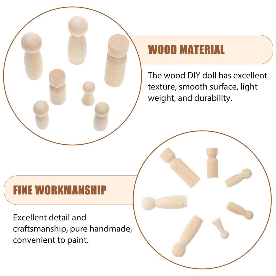 50pcs Bambole in legno non finite in legno bambole in legno non ...