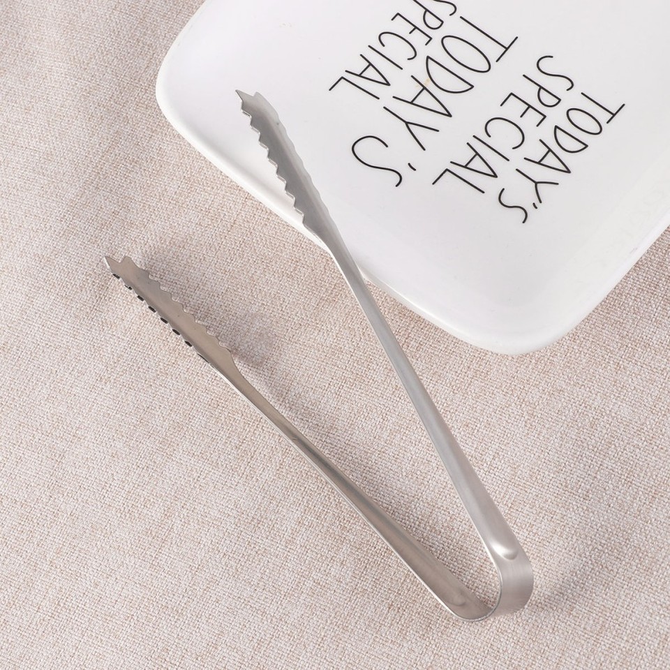 4 Pcs 15CM Stainless Steel Mini Food Serving Tongs Practical Ice Cube ...