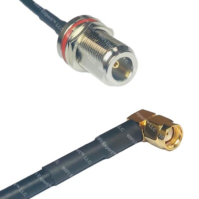 RG58 N FEMALE BULKHEAD to RP-SMA MALE Right Angle Coax RF Cable USA Lot ...