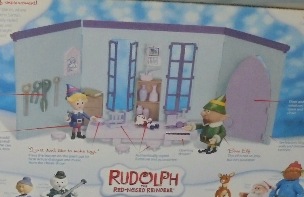 Elves Toy Shop Talking Playset Hermey Boss Elf Rudolph The Red Nosed ...