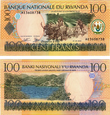2003 Rwanda 100 Francs P29a Banknote Amafaranga UNC | eBay