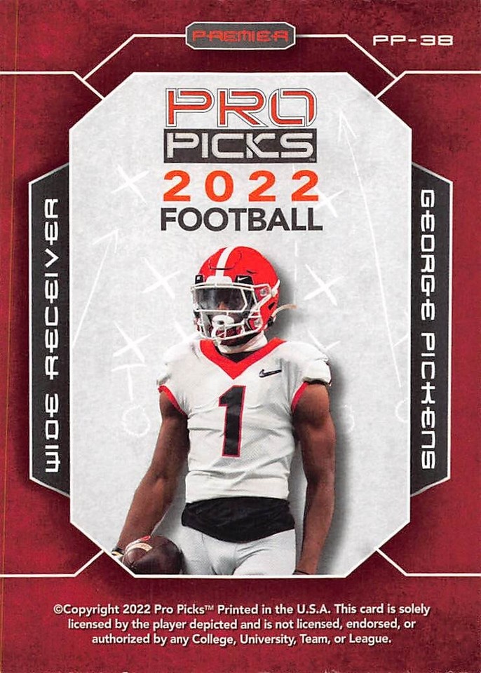 2022 Premier Pro Picks George Pickens RC #PP-38 NM/MT GEORGIA BULLDOGS ...