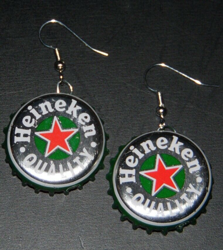 Real Bottle Cap Beer Fashion Novelty Dangle Earrings Jewelry Heineken ...