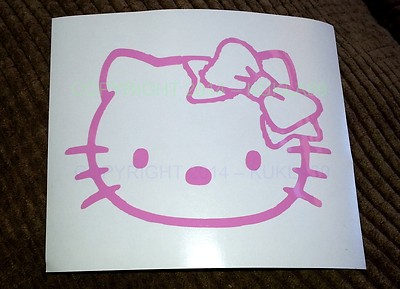 HELLO KITTY Head Face Bow Vinyl decal sticker car-truck-bumper-window ...