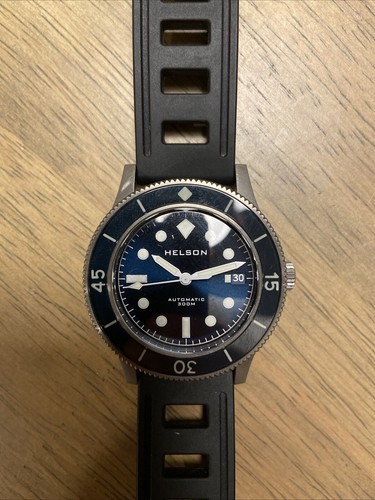 Helson Skindiver 38MM Titanium Sunray Blue Index Dial Date C3 | eBay