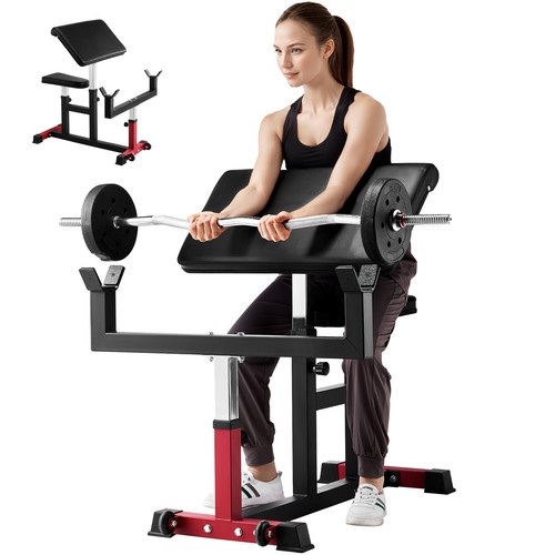 Uimoso Preacher Curl Bench Adjustable Home Gym Biceps Machine Barbell ...