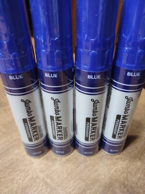 LOT OF 4 Art Skills Jumbo Chisel Tip Marker Permanent BLUE | eBay