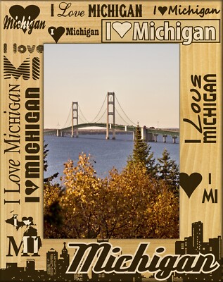 I Love Michigan Laser Engraved Wood Picture Frame Portrait (4 x 6) | eBay