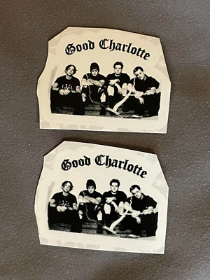Lot (2) GOOD CHARLOTTE 1 1/2" x 2" Band Logo STICKERS Black FAST! FREE ...