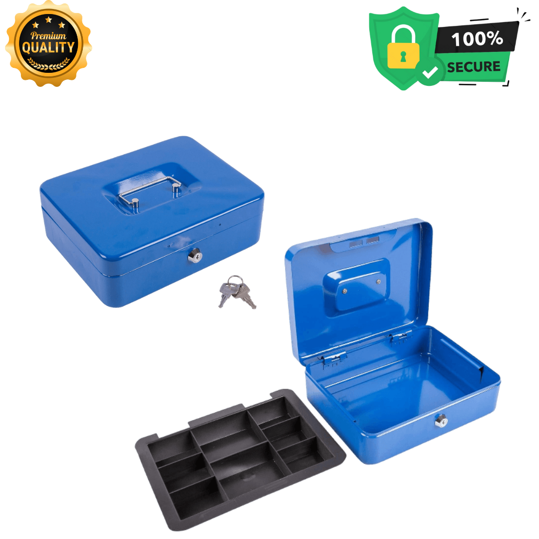 MONEY Bank CASH Deposit BOX Steel Security Safe Key Lockable Metal 6/8 ...