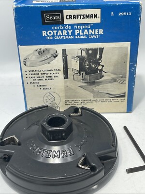 Craftsman 9-29513 Radial Arm Saw Carbide Tipped Rotary Planer, Made In ...