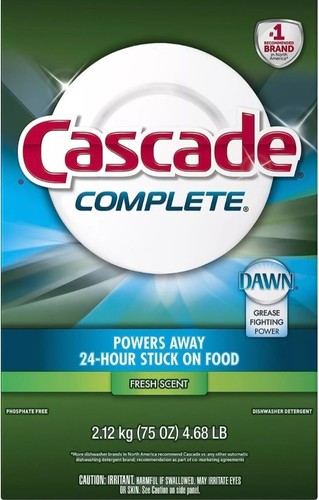 Cascade Complete Powder Dishwasher Detergent, Fresh Scent, 75 oz, White ...