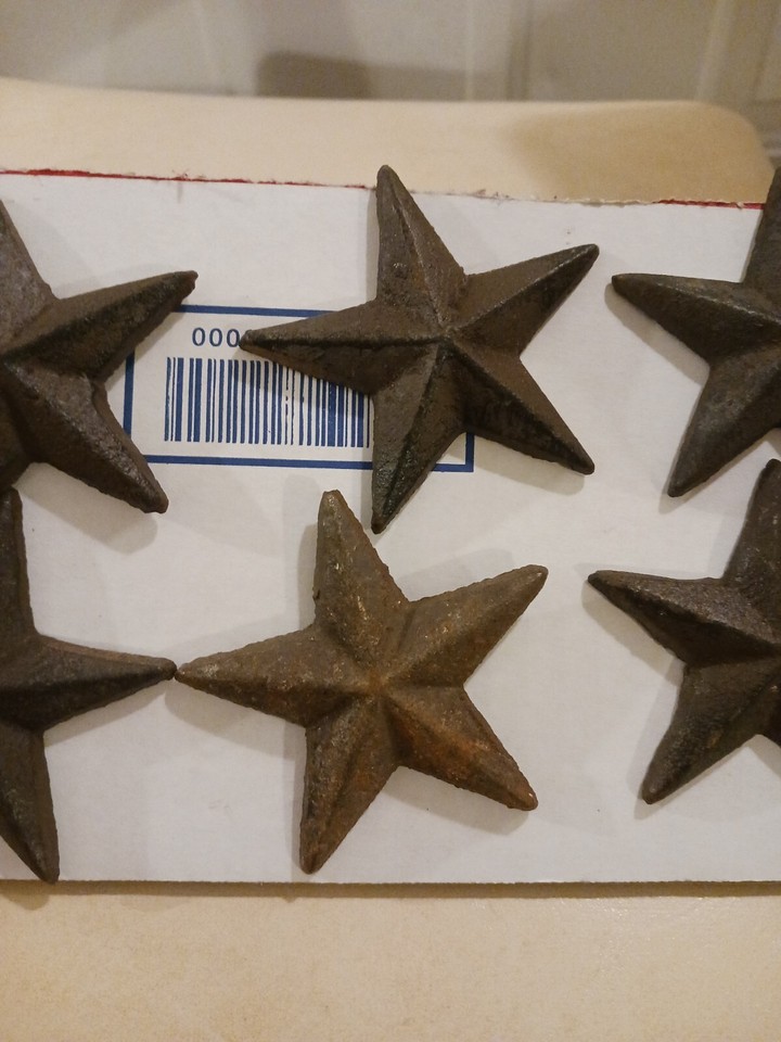 6 Cast Iron Nails Western Texas Lone Star Nautical Star Nails Set Of 5 ...