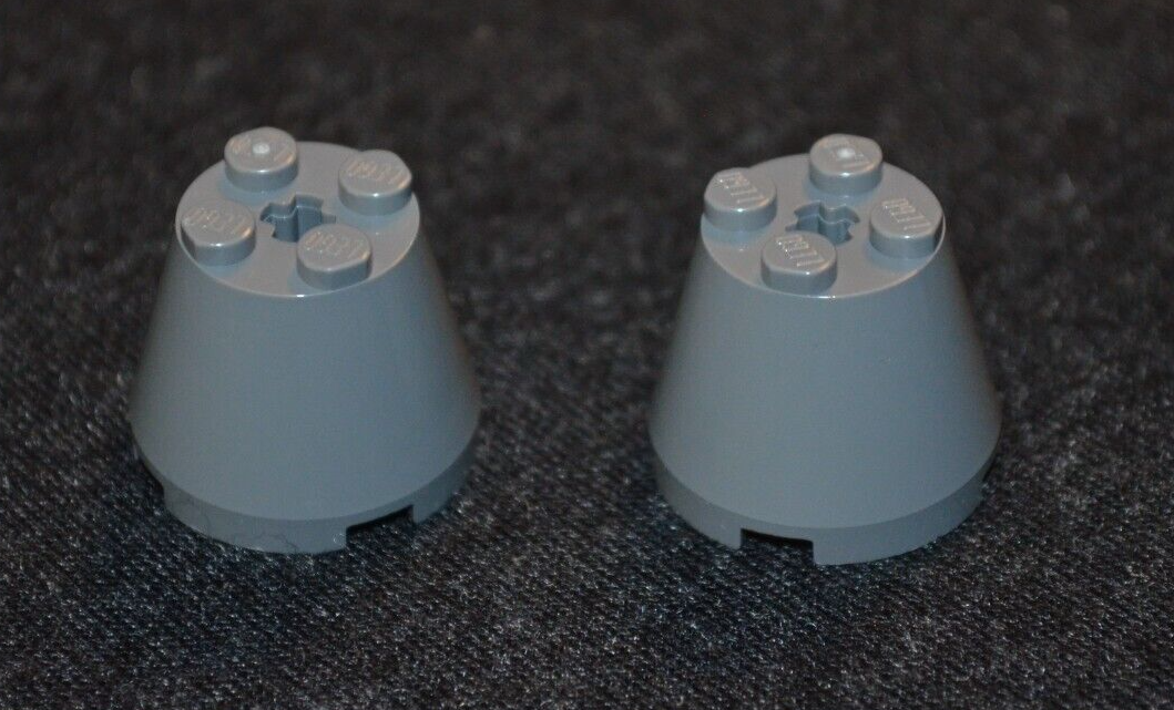 (2) 3x3 to 2x2 x 2 Dark Gray Round Cone Tapered Bricks ~ New Lego Parts ...