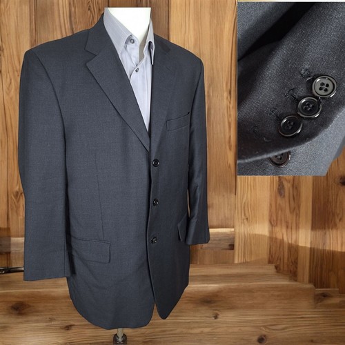 Bespoke Jacket Blazer Mens 44S Black Surgeon Cuffs 3 Button Wool ...