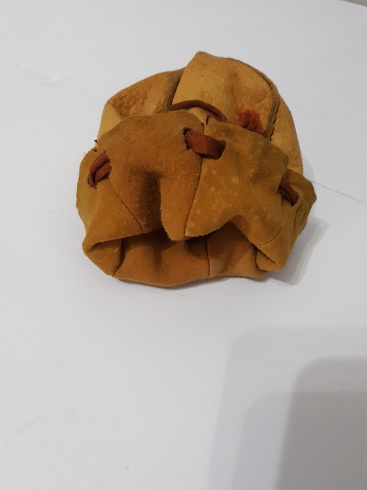 VINTAGE 1960'S LEATHER DRAW STRING MARBLE BAG POUCH | eBay