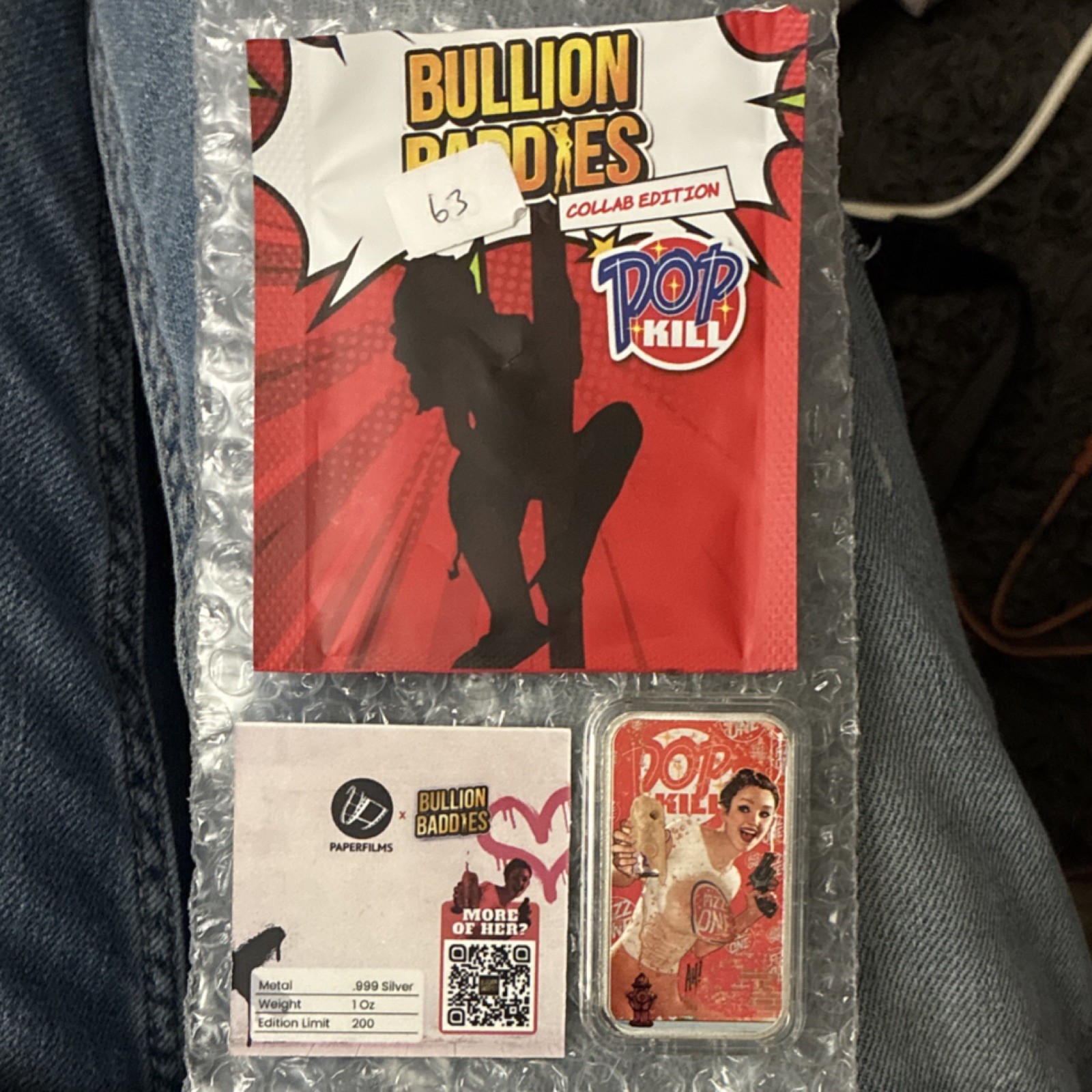 Bullion Baddies Pop Kill Cherri Bombz 1 oz .999 Silver Bar Ltd Ed w ...