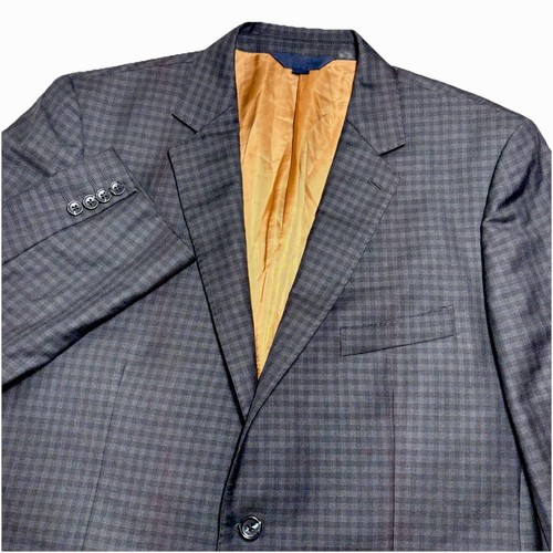 Max Davoli Baroni Men Black Gingham Plaid Silk Wool Suit Jacket Blazer ...