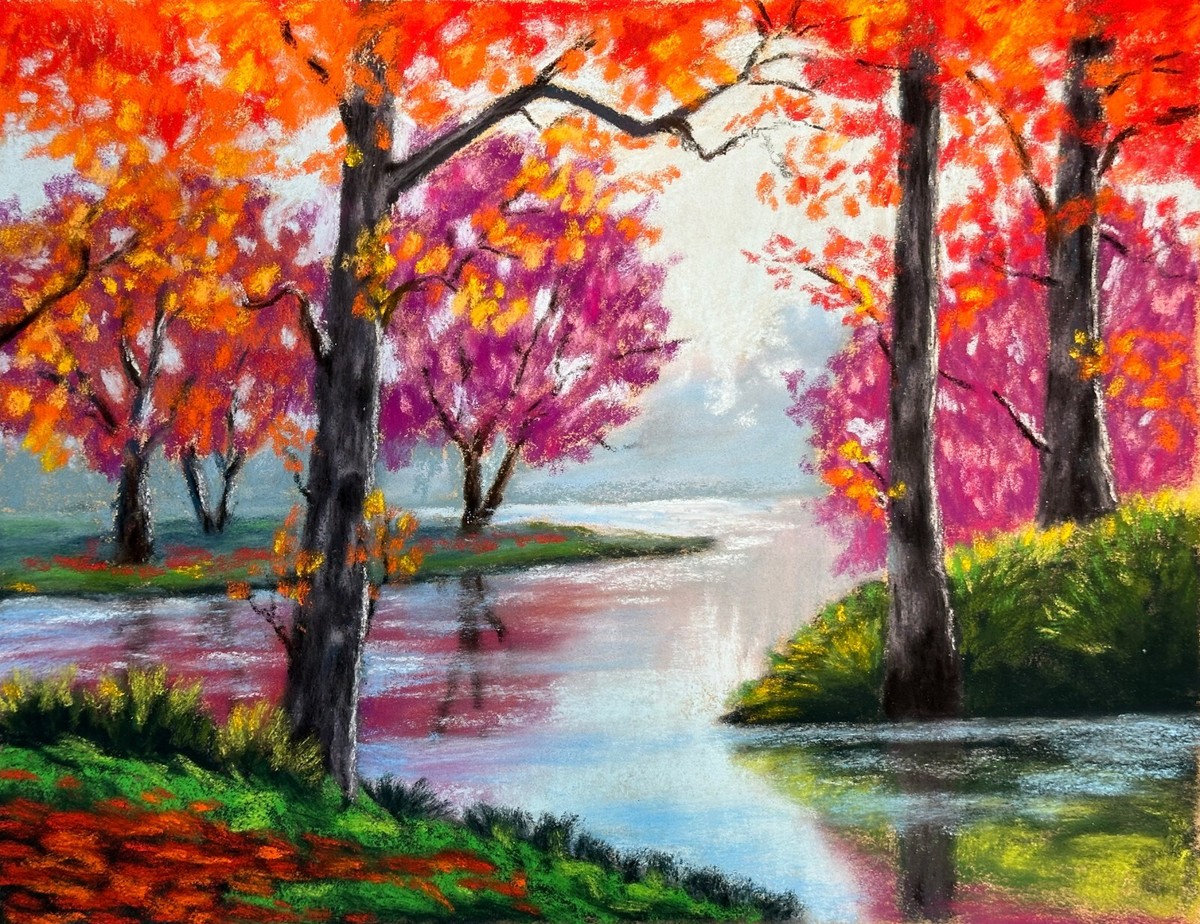 Abstract Pastel Landscapes Turquoise Lake Flagstaff Gallery | Pastel