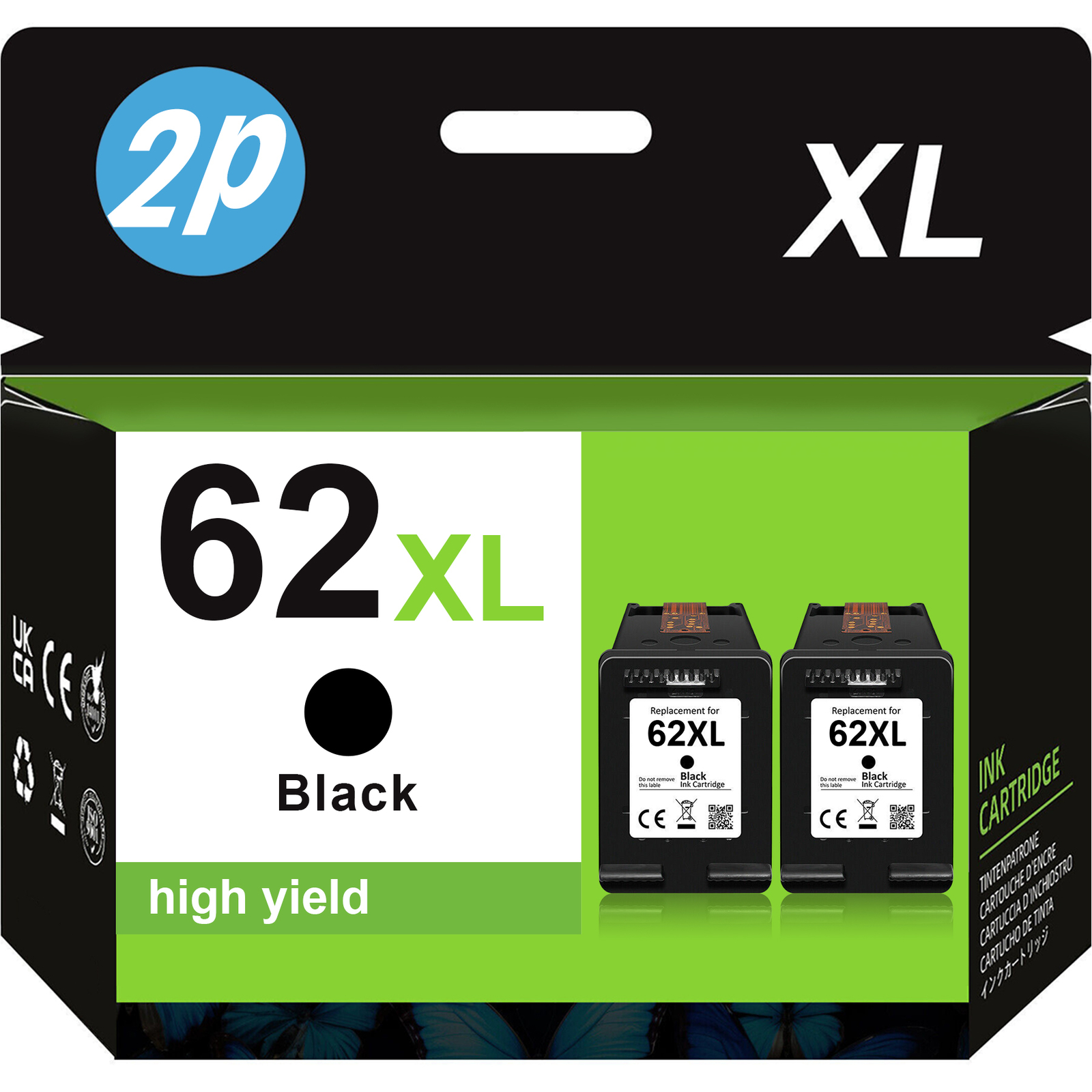 XXL 62XL Black Color Ink Cartridges for 62 HP Envy 5660 7640 7645 ...
