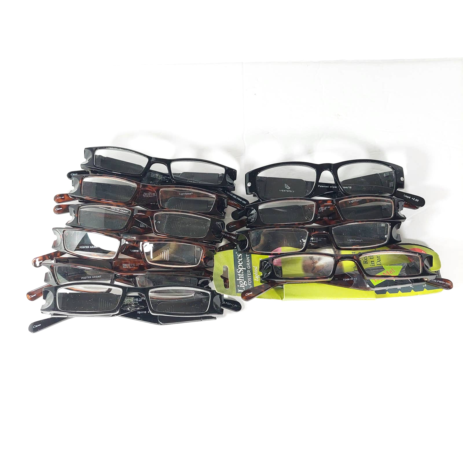 Bundle of 10 Foster Grants Lloyd Brown Tortoise Rectangle Eyeglasses +2 ...