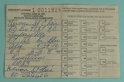 1991 North Carolina Wildlife Resources Com. Resident Big Game Hunting ...