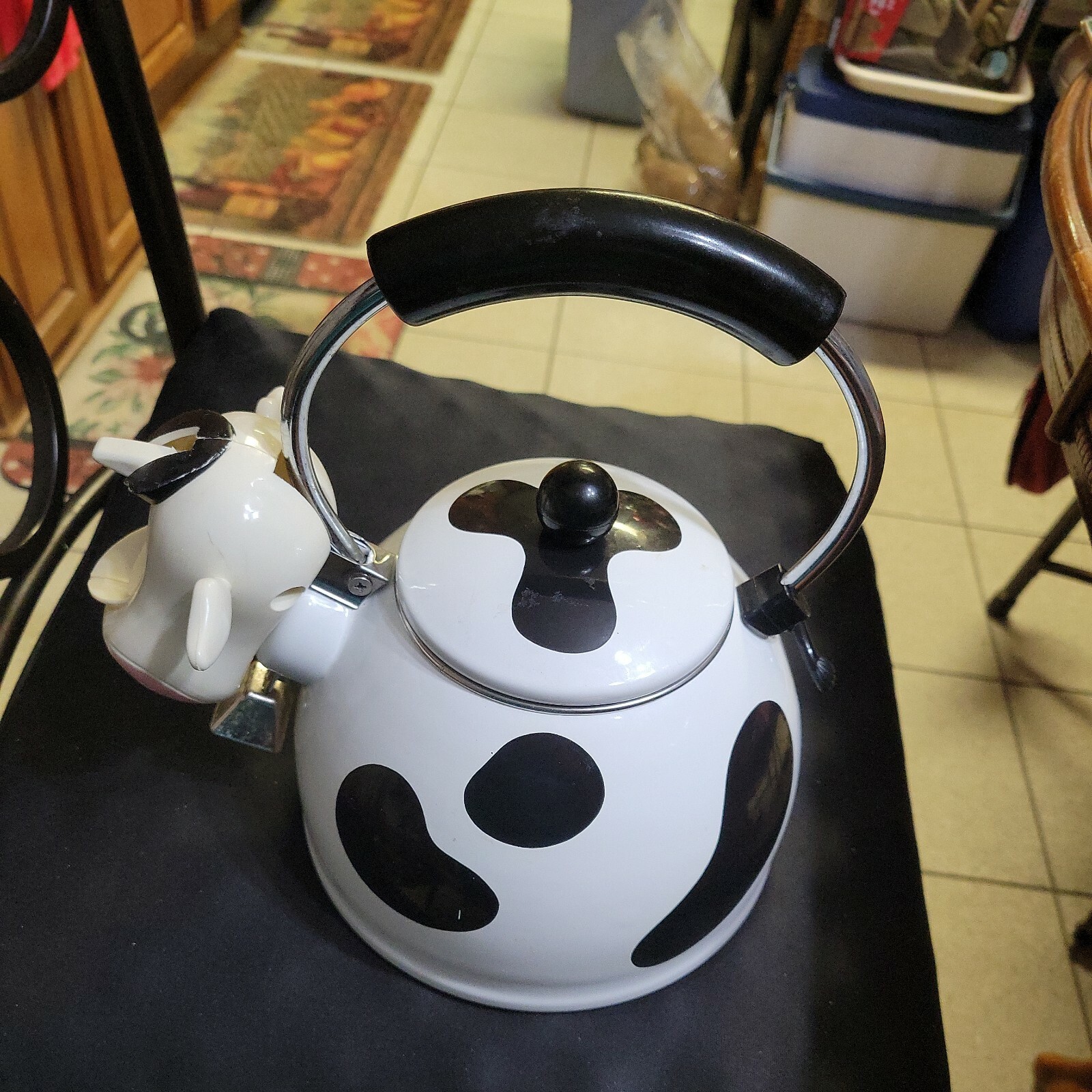 Vintage M Kamenstein Black White Cow 2.5 Qt Whistling Tea Kettle | eBay