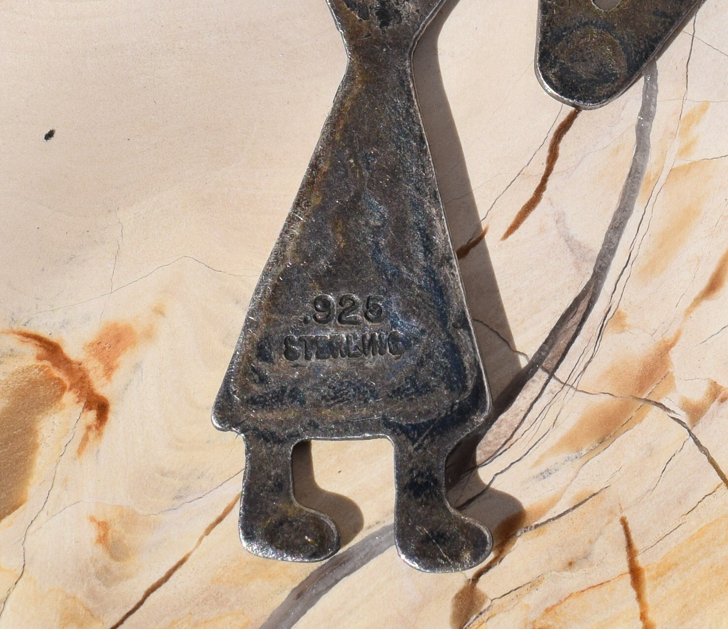 Aztec Love Brooch Male and Female Symbols Stamped 925… - Gem