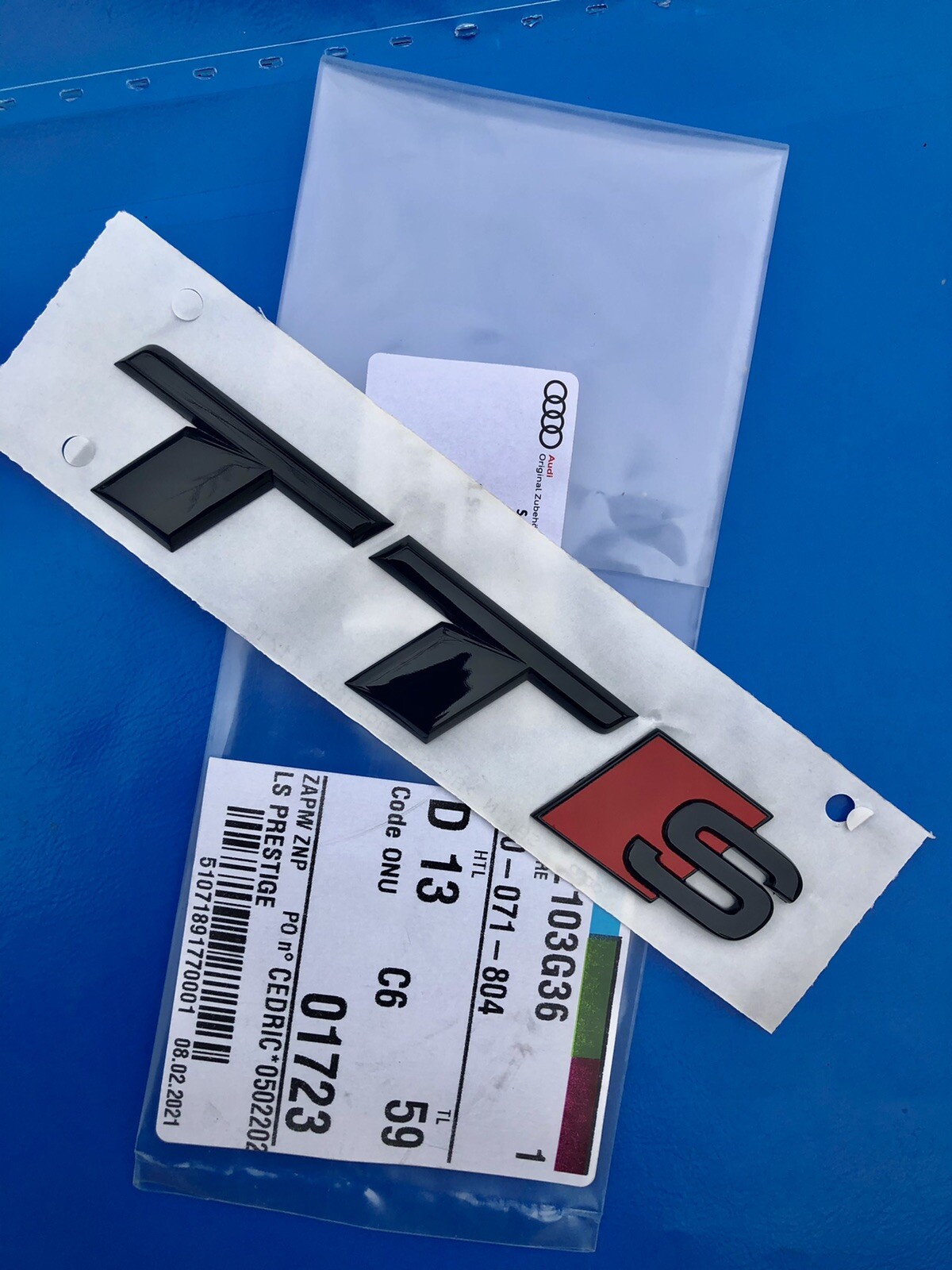 Original Audi TTS Black Edition Badge Emblem Sticker Logo Tuning ...