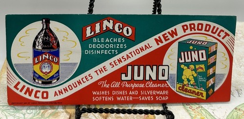 RARE ADVERTISING INK BLOTTER LINCO BLEACH JUNO ALL-PURPOSE CLEANER 1938 ...