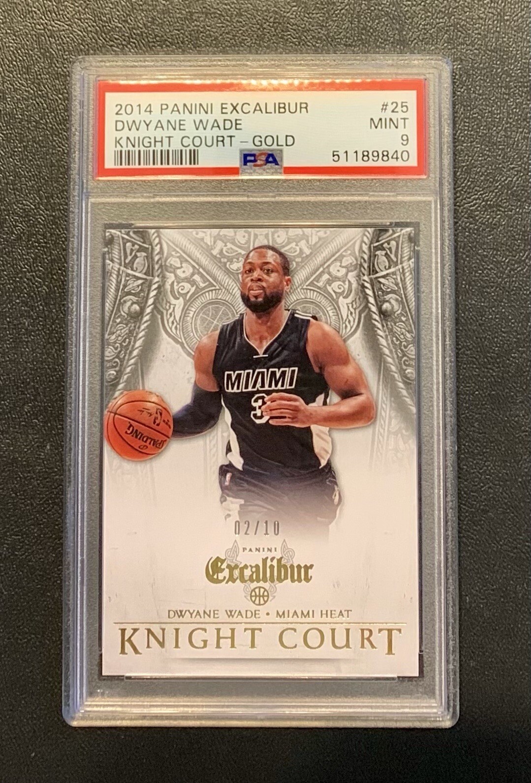 2014-15 Panini Excalibur DWYANE WADE Knight Court SSP GOLD /10 PSA 9 ...