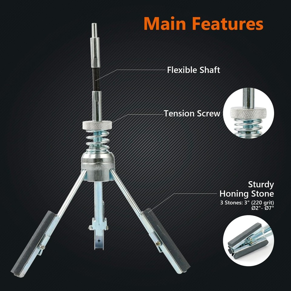 Car Engine Brake Cylinder Hone Flex Shaft Bore Honing Tool 2"-6-1/2 ...