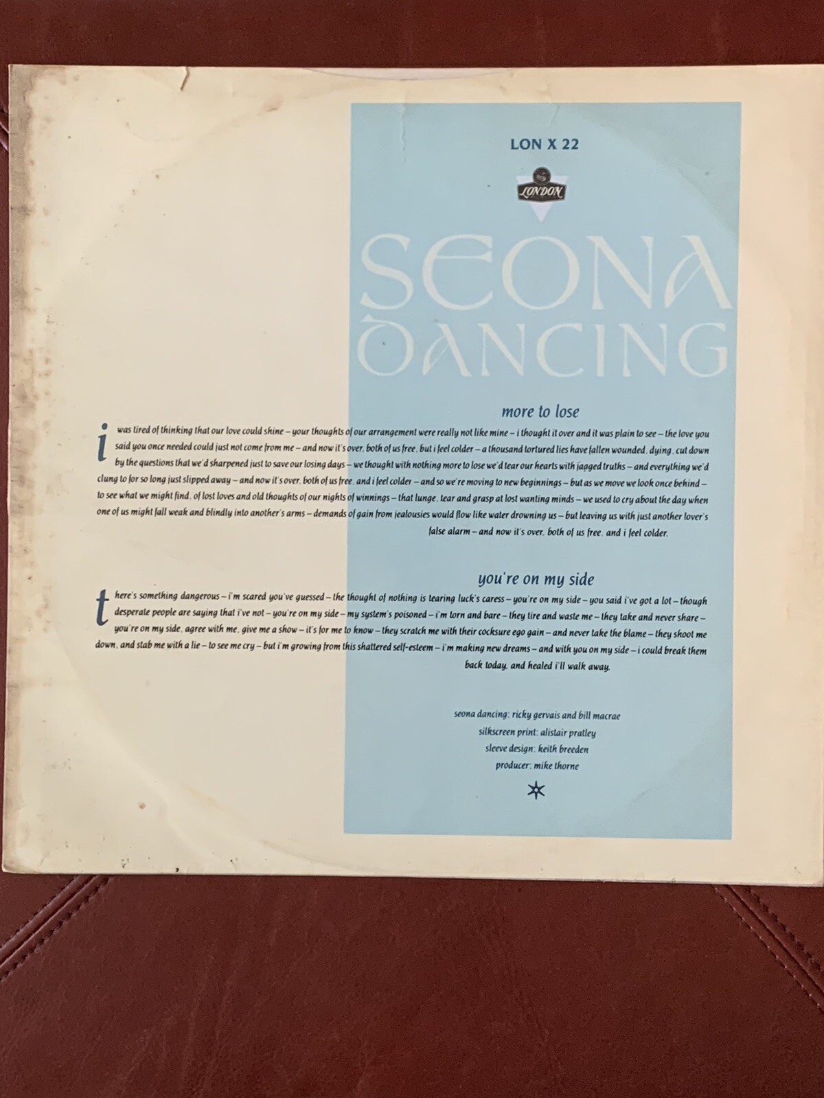 SEONA DANCING - MORE TO LOSE 1983 UK 12” VINYL/EP/SINGLE NM/M PLAY ...