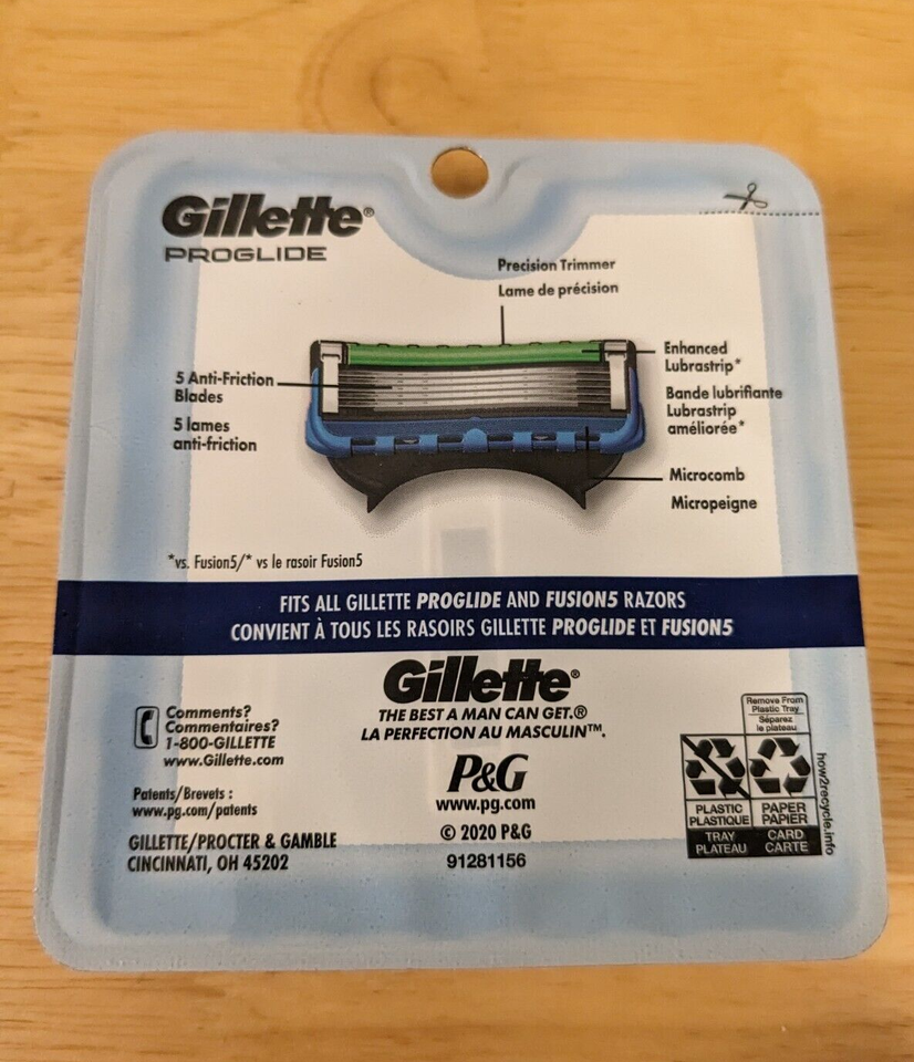 Gillette ProGlide Men's Razor Blades ~4 Blade Refills ~ made in USA ...
