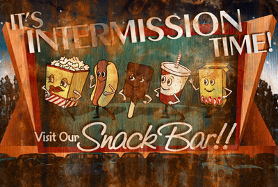 Retro Vintage Rusted Movie Theater Intermission Sign Home Theater Man ...