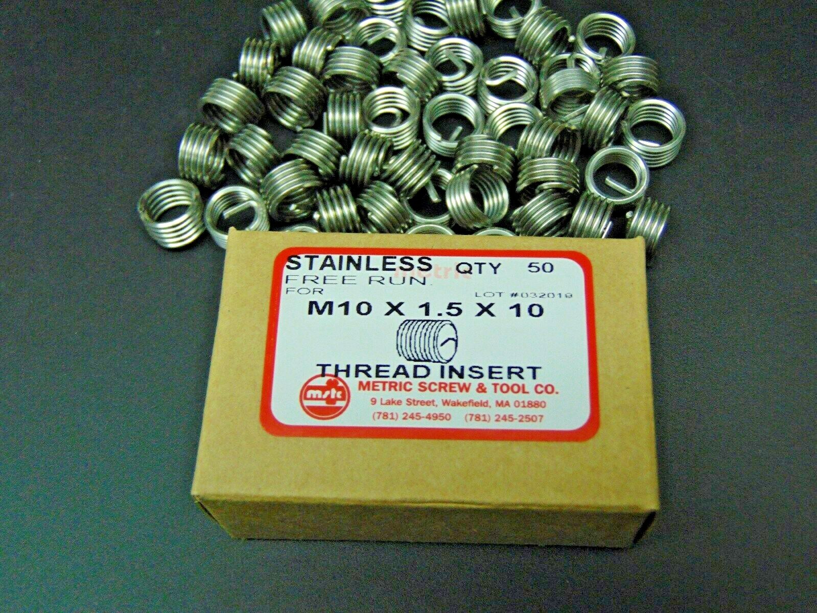 M10 x 1.5 x 10 STAINLESS STEEL HELICOIL STYLE THREAD INSERT *BOX OF 50 ...