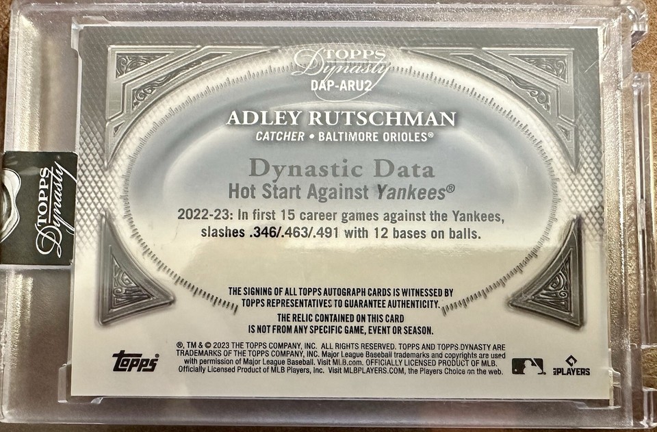 ADLEY RUTSCHMAN 2023 TOPPS DYNASTY RPA AUTO 07/10 | eBay