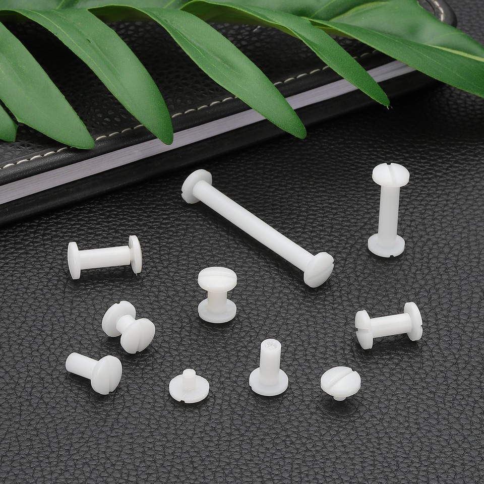 12mm Chicago Screws, 40 Sets Plastic Chicago Screw Slotted Binding Post ...