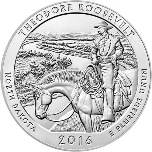 2016-P 5 oz Burnished ATB Theodore Roosevelt National Park Silver Coin ...