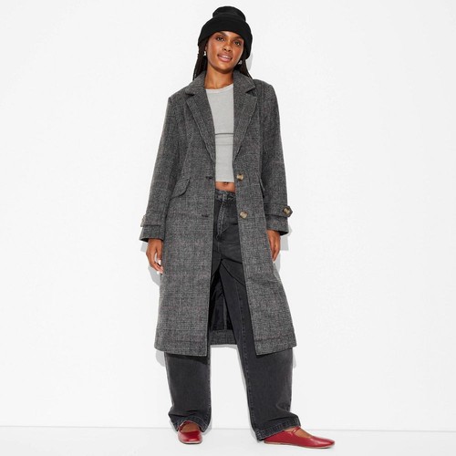 Women's Top Coat - Wild Fable Gray Plaid M | eBay