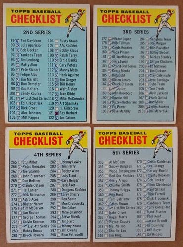 1966 TOPPS BASEBALL 4 CARD CHECKLIST LOT SERIES 2-5 MARKED | eBay