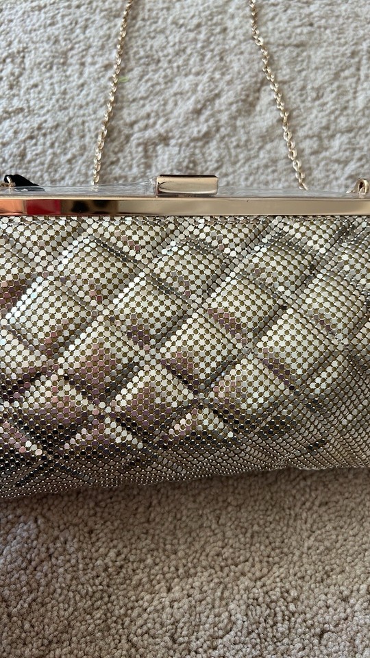 NWT Kate Landry Gold Mesh Clutch Women's Gold Chain Strap Evening Purse ...