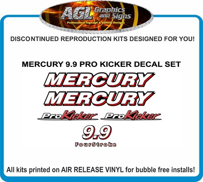 MERCURY 9.9 Pro Kicker Four stroke Reproduction Decal Kit Prokicker | eBay