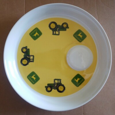John Deere Snack Set Tractor Logo Replacement Round Plate Dish | eBay