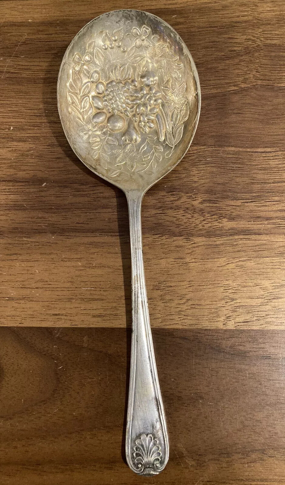 EPNS Sheffield England Serving Spoon with Embossed Fruit Design Bowl | eBay