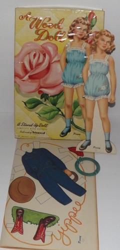 Vtg Whitman Penny A Stan d Up Tekwood (Wood) Doll Paper Clothes Uncut ...