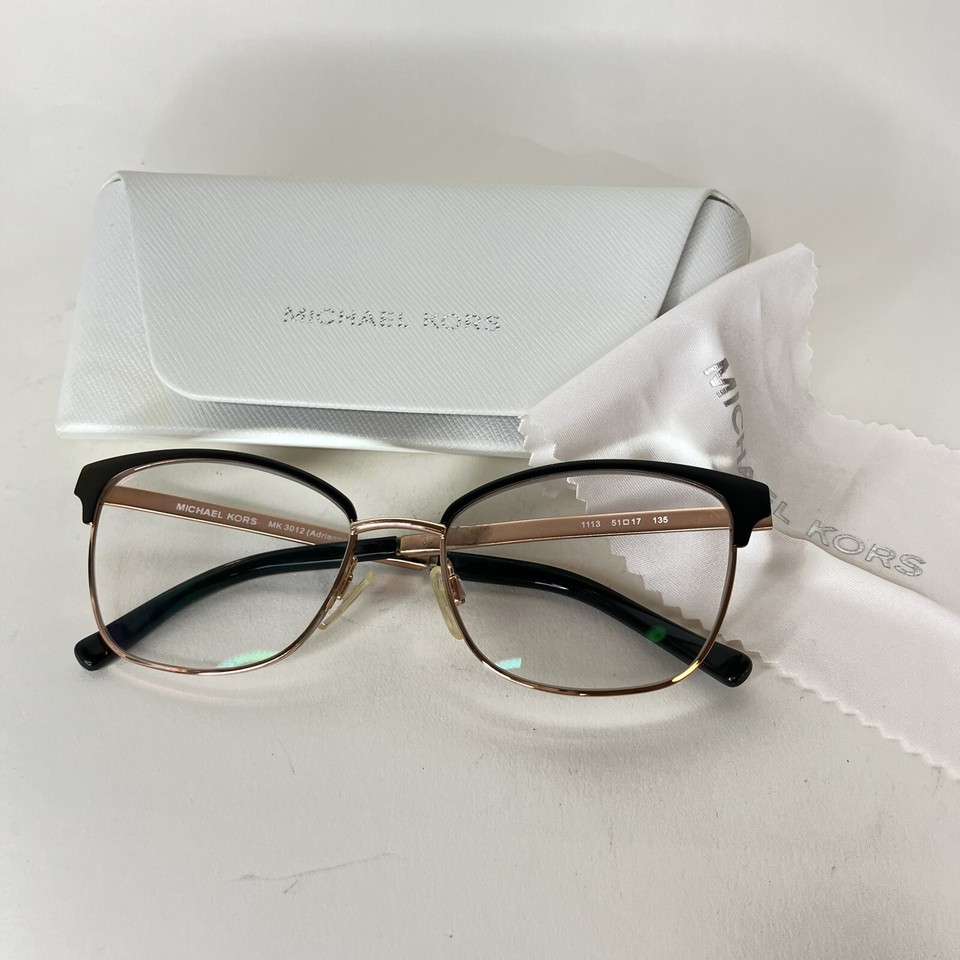 Michael Kors Adrianna IV MK 3012 1113 Black Rose Gold Eyeglasses 51mm ...