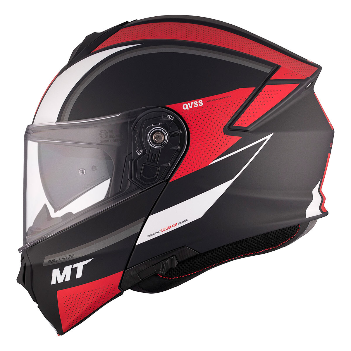 Helm Modular MT Helmets Genesis SV Steinbrüche A5 Schwarz Rot Weiß Matt ...