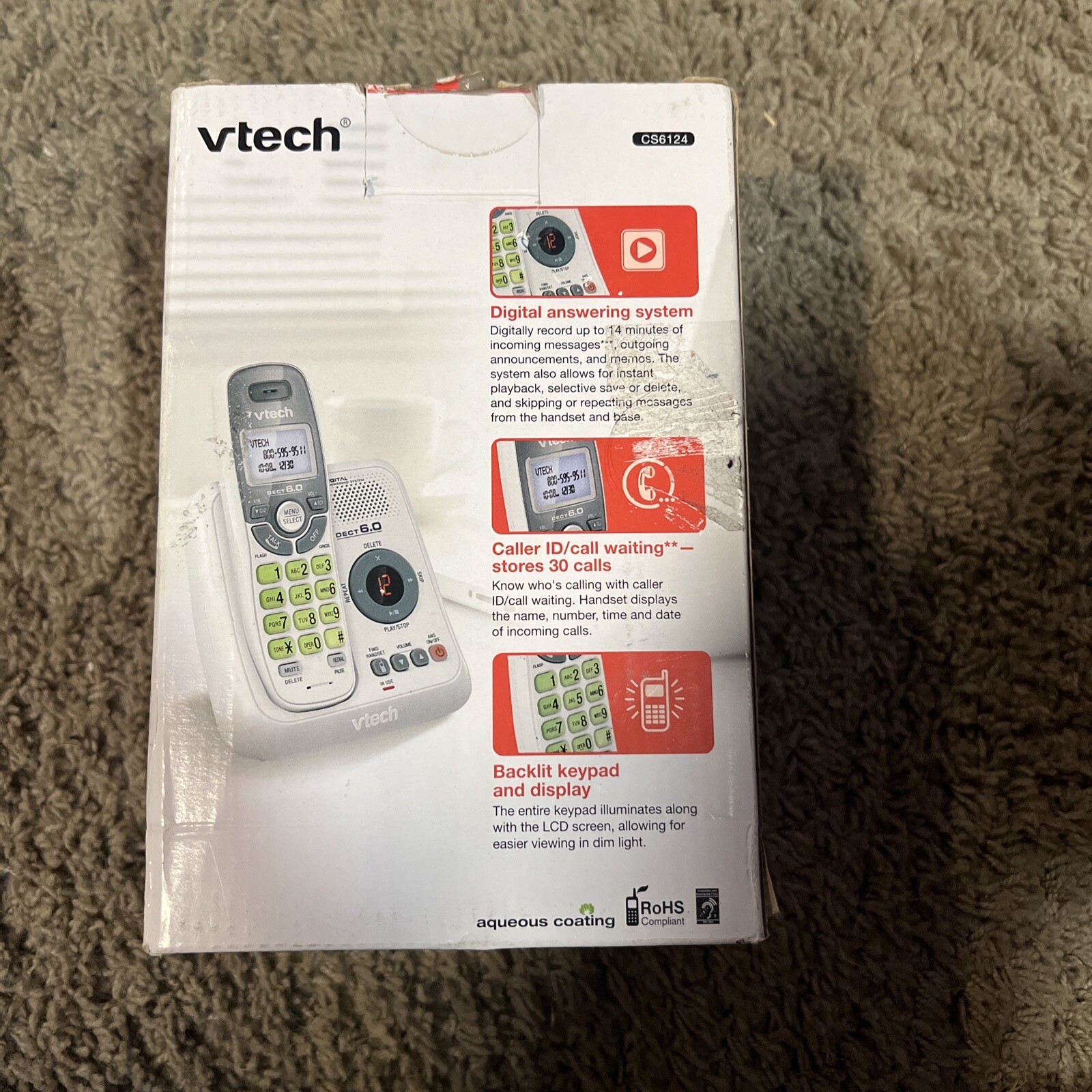 VTECH *CS6124* 1 HANDSET CORDLESS DIGITAL ANSWERING SYSTEM WHITE Open ...