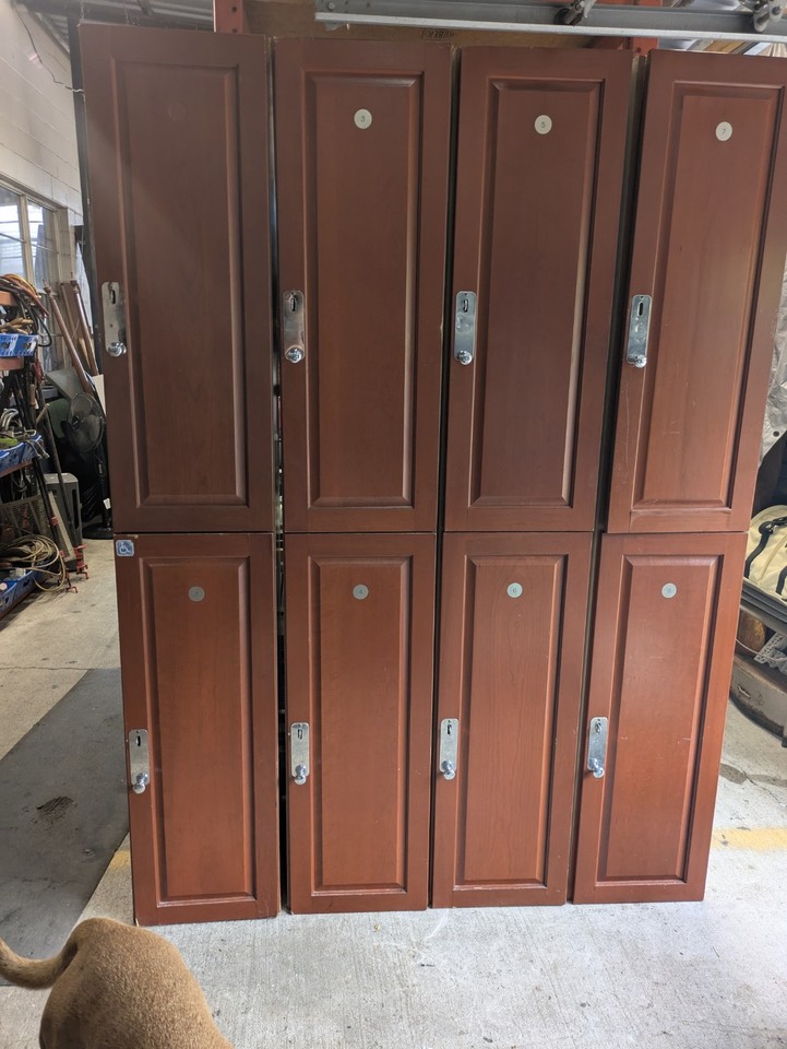 Wood Paneled Stacked Lockers In Excellent Condition 20 Sets Available ...